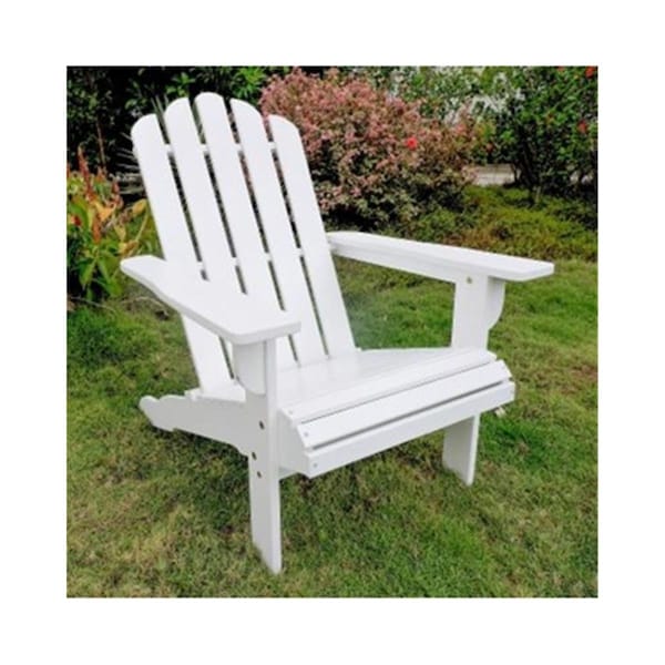 International Caravan Royal Fiji Acacia Adirondack Chair, Antique White TT-DC-024-AC-AWT | Zoro